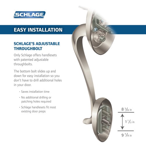 Schlage F58 BRK 716 Brookshire Exterior Handleset with Deadbolt, Aged Bronze (Exterior Half Only)