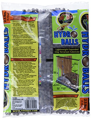 Zoo Med HydroBalls Lightweight Expanded Clay Terrarium Substrate, 2.5 Pounds