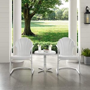 Crosley Furniture KO10011WH Tulip Retro Metal 3-Piece Seating Set (2 Chairs and Side Table), White