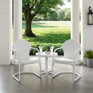 Crosley Furniture KO10011WH Tulip Retro Metal 3-Piece Seating Set (2 Chairs and Side Table), White