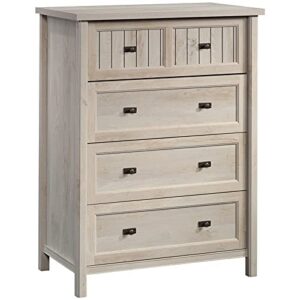 sauder costa 4-drawer chest in chalked chestnut, chalked chestnut finish