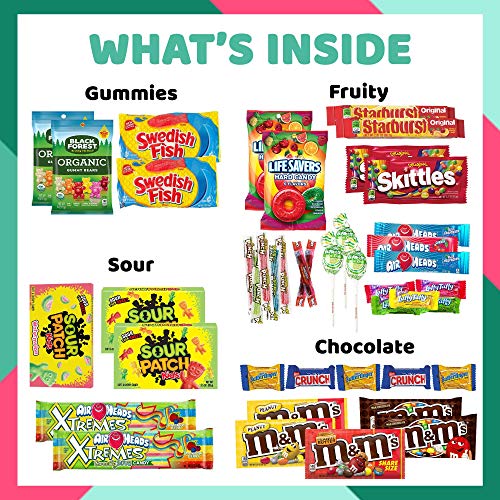 The Care Crate Ultimate Candy Snack Box Care Package ( 40 piece Candy Snacks) Includes 20 Full Size Candies - Starburst, Skittles, Twizzlers & More!