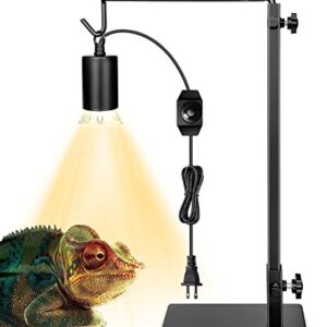 Reptile Heat Lamp with Adjustable Lamp Stand for Reptile, Turtle Heat Lamp Basking Light Bulb with Metal Light Stand For Terrarium and Tank, Heating Lamp Holder with Small Heat Lamp and Dimmer Switch