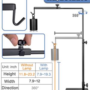 Reptile Heat Lamp with Adjustable Lamp Stand for Reptile, Turtle Heat Lamp Basking Light Bulb with Metal Light Stand For Terrarium and Tank, Heating Lamp Holder with Small Heat Lamp and Dimmer Switch