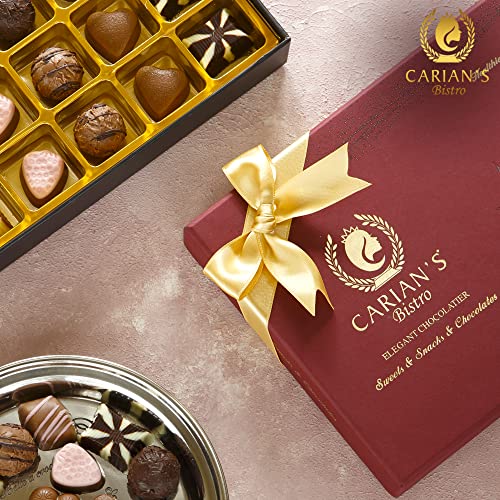 CARIAN'S BISTRO Valentines Holiday Chocolate Box Luxury Selection, Christmas Gifts Chocolate Assortment, Belgium Chocolate Gift Box, Boxed for Chocolate Lovers, Premium Gourmet Chocolate, Red Gift Box, 20 Pieces