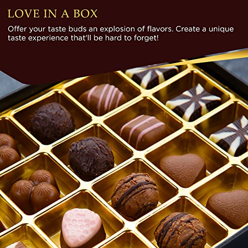 CARIAN'S BISTRO Valentines Holiday Chocolate Box Luxury Selection, Christmas Gifts Chocolate Assortment, Belgium Chocolate Gift Box, Boxed for Chocolate Lovers, Premium Gourmet Chocolate, Red Gift Box, 20 Pieces