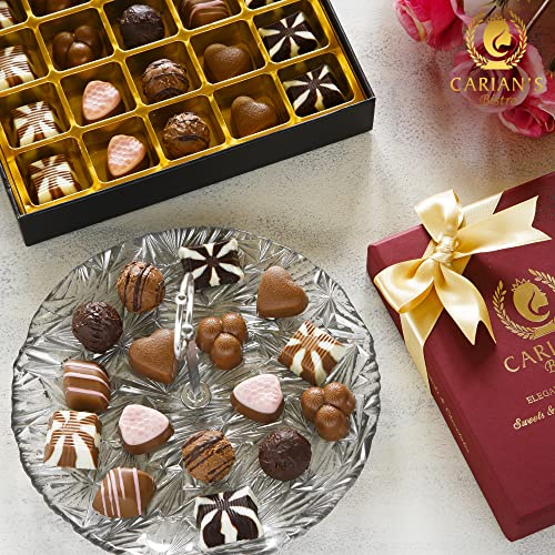 CARIAN'S BISTRO Valentines Holiday Chocolate Box Luxury Selection, Christmas Gifts Chocolate Assortment, Belgium Chocolate Gift Box, Boxed for Chocolate Lovers, Premium Gourmet Chocolate, Red Gift Box, 20 Pieces