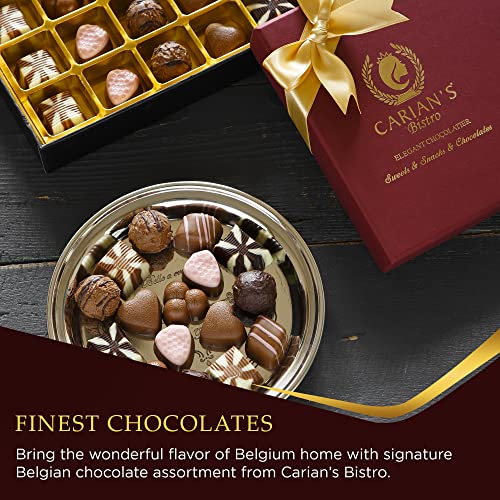 CARIAN'S BISTRO Valentines Holiday Chocolate Box Luxury Selection, Christmas Gifts Chocolate Assortment, Belgium Chocolate Gift Box, Boxed for Chocolate Lovers, Premium Gourmet Chocolate, Red Gift Box, 20 Pieces