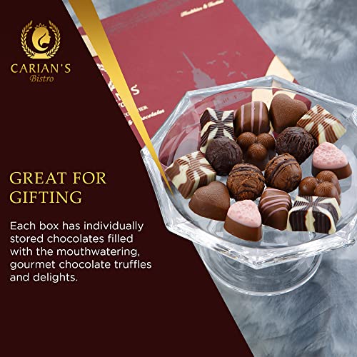 CARIAN'S BISTRO Valentines Holiday Chocolate Box Luxury Selection, Christmas Gifts Chocolate Assortment, Belgium Chocolate Gift Box, Boxed for Chocolate Lovers, Premium Gourmet Chocolate, Red Gift Box, 20 Pieces