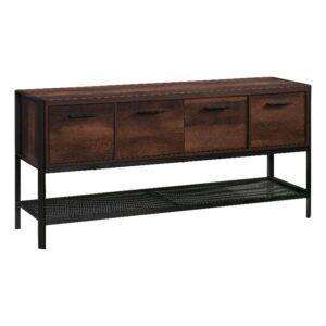 sauder briarbrook engineered wood and metal office credenza in barrel oak