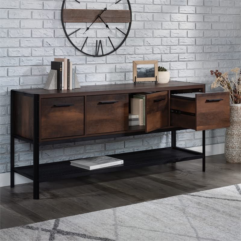 Sauder Briarbrook Engineered Wood and Metal Office Credenza in Barrel Oak