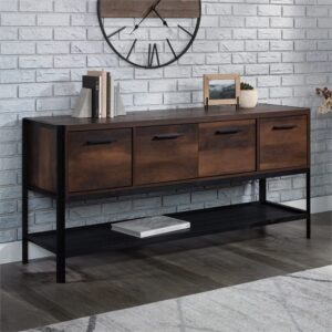 Sauder Briarbrook Engineered Wood and Metal Office Credenza in Barrel Oak