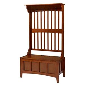 bowery hill contemporary wood hall tree with storage bench in walnut