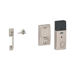 schlage sense smart deadbolt with century trim in satin nickel (be479 cen 619) + handleset