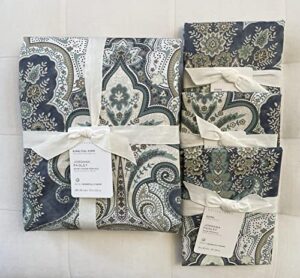 pottery barn jordana duvet cover king/california king & three euro shams ~blue