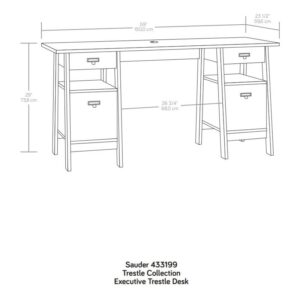 Sauder Trestle Engineered Wood Executive Desk in Mystic Oak