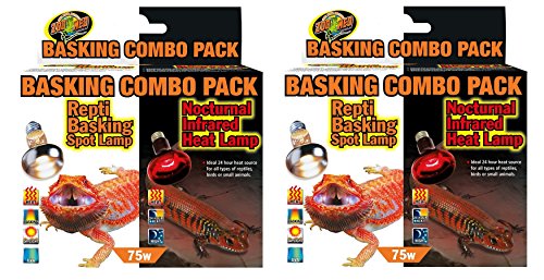 Zoo Med 2 Pack of Day/Night Light Basking Combo Pack, Each Pack Contains 1 Day and 1 Night Bulb