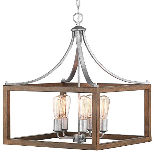 Home Decorators Collection Boswell Quarter 5-Light Galvanized Pendant with Painted Chestnut Wood Accents