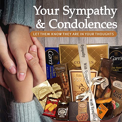 With Sincere Sympathy Condolence Gift Basket, Sympathy Baskets for Loss of a Loved One, Gourmet & Elegantly Arranged Funeral Basket, Dark Copper Bereavement Care Basket by Nikki’s Gift Baskets