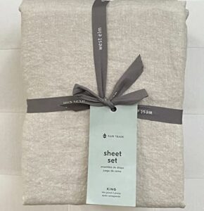 west elm belgian linen sheet set~king~*~natural flax~*~