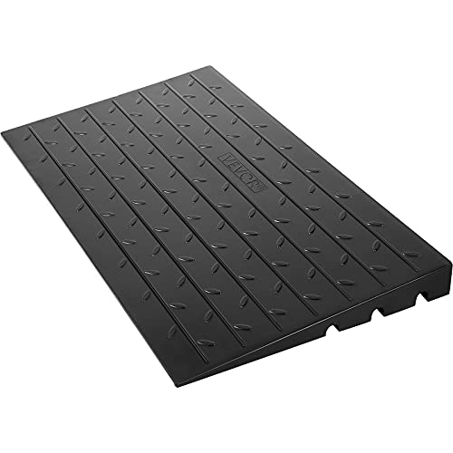 VEVOR Rubber Threshold Ramp,Threshold Ramp Doorway, 3 Channels Cord Cover Rubber Solid Threshold Ramp, Rubber Angled Entry Rated 2200 Lbs Load Capacity for Wheelchair and Scooter (2.6" H)