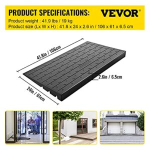 VEVOR Rubber Threshold Ramp,Threshold Ramp Doorway, 3 Channels Cord Cover Rubber Solid Threshold Ramp, Rubber Angled Entry Rated 2200 Lbs Load Capacity for Wheelchair and Scooter (2.6" H)