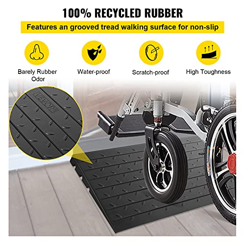 VEVOR Rubber Threshold Ramp,Threshold Ramp Doorway, 3 Channels Cord Cover Rubber Solid Threshold Ramp, Rubber Angled Entry Rated 2200 Lbs Load Capacity for Wheelchair and Scooter (2.6" H)