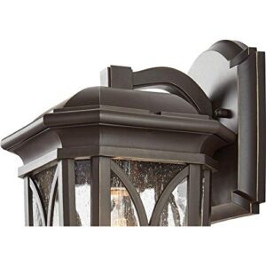 Home Decorators Collection 1-Light Bronze with Brass Highlights Outdoor 7 in. Wall Mount Lantern with Clear Seedy Glass