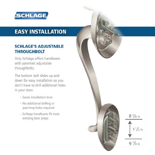 Schlage F58 CAM 622 Camelot Exterior Handleset with Deadbolt, Matte Black (Exterior Half Only)