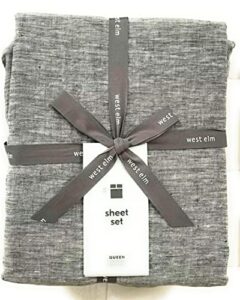 west elm european flax linen sheet set ~queen~ slate melange