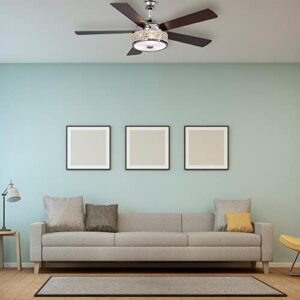 Home Decorators Collection Montclaire 52 in. LED Polished Nickel Ceiling Fan with Light Kit and Remote Control