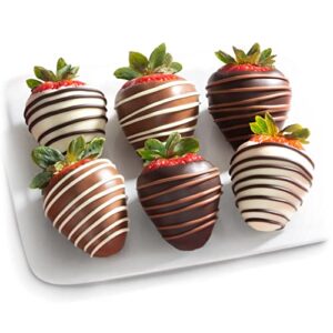 a gift inside golden state fruit chocolate covered strawberries, 6 dark, milk & white delight