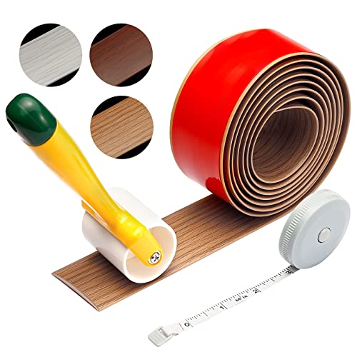 6.56Ft Vinyl Floor Transition Strip Self Adhesive,Rubber Threshold Strip for Doorways 1.97'' Width,Peel and Stick Transition Strip for Laminate Flooring,Wood Grain Look(Brown),DIY Installation