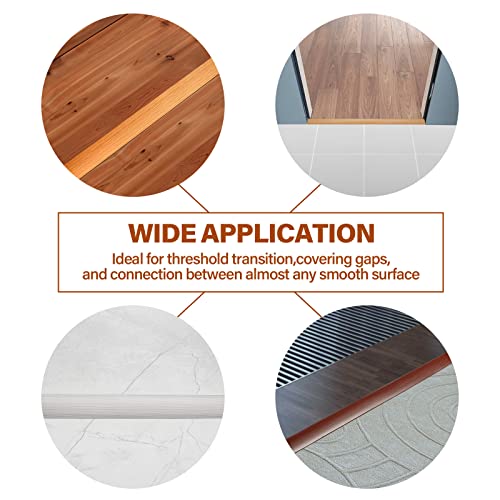 6.56Ft Vinyl Floor Transition Strip Self Adhesive,Rubber Threshold Strip for Doorways 1.97'' Width,Peel and Stick Transition Strip for Laminate Flooring,Wood Grain Look(Brown),DIY Installation