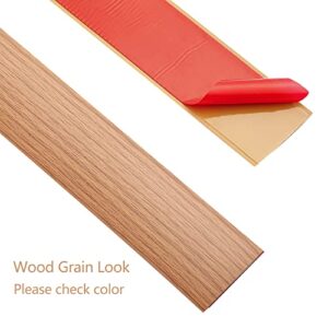 6.56Ft Vinyl Floor Transition Strip Self Adhesive,Rubber Threshold Strip for Doorways 1.97'' Width,Peel and Stick Transition Strip for Laminate Flooring,Wood Grain Look(Brown),DIY Installation