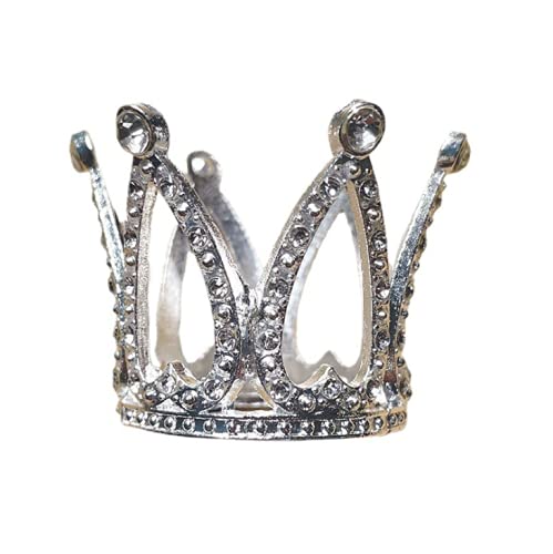 JORCEDI Mini Crown Princess Topper Rhinestone Tiara Ornaments Cake Decorating For Baby Shower Birthday Wedding Christmas Theme Party Photo Prop Silver