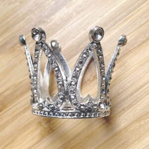 JORCEDI Mini Crown Princess Topper Rhinestone Tiara Ornaments Cake Decorating For Baby Shower Birthday Wedding Christmas Theme Party Photo Prop Silver