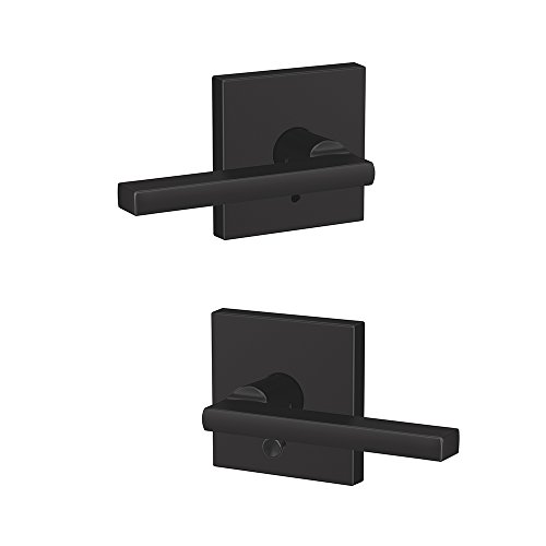 SCHLAGE Custom FC21 LAT 622 COL Latitude Lever with Collins Trim Hall-Closet and Bed-Bath Lock, Matte Black