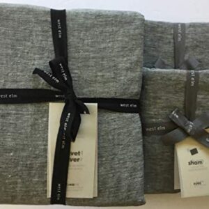 West Elm Belgian Flax Linen Melange Duvet Cover King & Two Euro Shams *~Slate~*