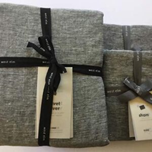 West Elm Belgian Flax Linen Melange Duvet Cover King & Two Euro Shams *~Slate~*