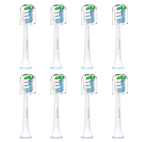 USHON Replacement Toothbrush Heads for Philips Sonicare Click-on Toothbrushes, Brush Heads Compatible with Phillips Sonicare Snap-on Electric Tooth Brushes, 8 Pack