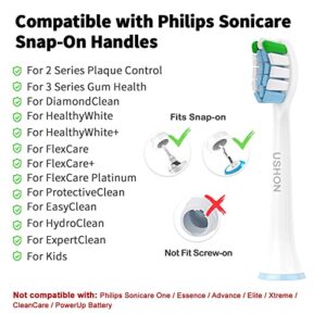 USHON Replacement Toothbrush Heads for Philips Sonicare Click-on Toothbrushes, Brush Heads Compatible with Phillips Sonicare Snap-on Electric Tooth Brushes, 8 Pack