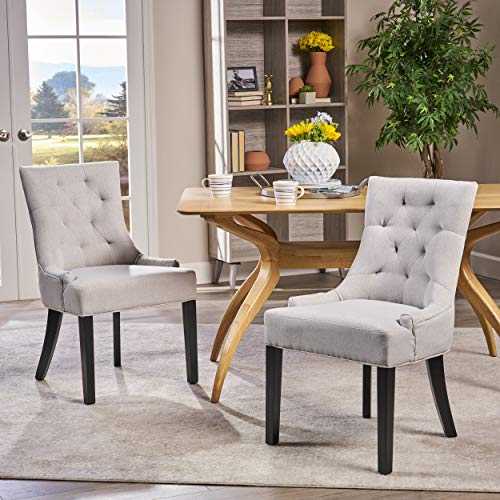 Christopher Knight Home Hayden Fabric Dining Chairs, 2-Pcs Set,Polyester, Light Grey