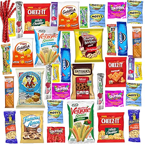 Birthday Gift Basket Care Package (45 Count) Snacks Food Cookies Chips Candy Party Variety Gift Box Pack Assortment Basket Bundle Mix Bulk Sampler Treat College Students Kids Teens Office School