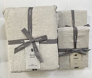 west elm european flax linen duvet cover king/cali king & two euro shams *~natural flax~*