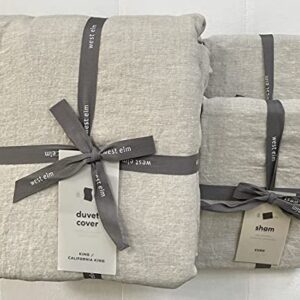 West Elm European Flax Linen Duvet Cover King/Cali King & Two Euro Shams *~Natural Flax~*