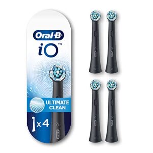 io series ultimate clean replacement brush head for oral-b io series electric toothbrushes, black, (pack of 4)