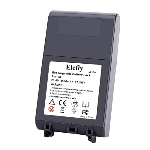 ELEFLY 21.6V 4.5Ah Replacement for Dyson V8 Battery, Compatible with Dyson V8 Animal V8 Absolute V8 Fluffy V8 Motorhead Cordless Stick Vacuum Cleaner