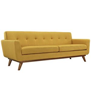 modway engage mid-century modern upholstered fabric sofa in citrus