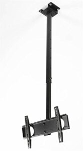 tv ceiling mount for flat-screen monitor between 23″ and 70″, vesa-compatible mounting bracket with extending post, rotating and tilting fixture, steel (black)